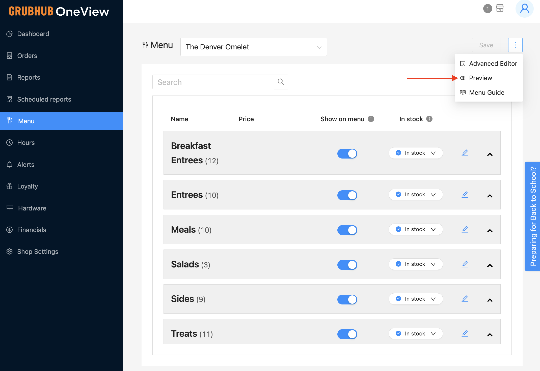 Reviewing Your Updates – Grubhub for Campus Guides